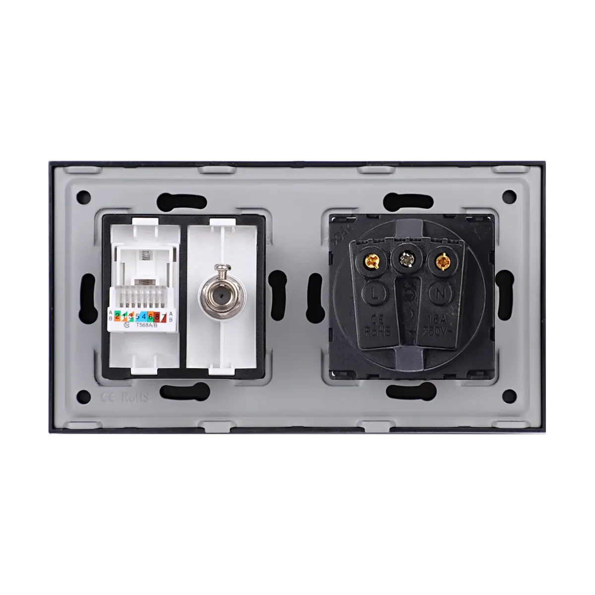 DHgate.com:Black Glass EU Wall Socket, USB-C TV Socket, RJ45 CAT6 ...