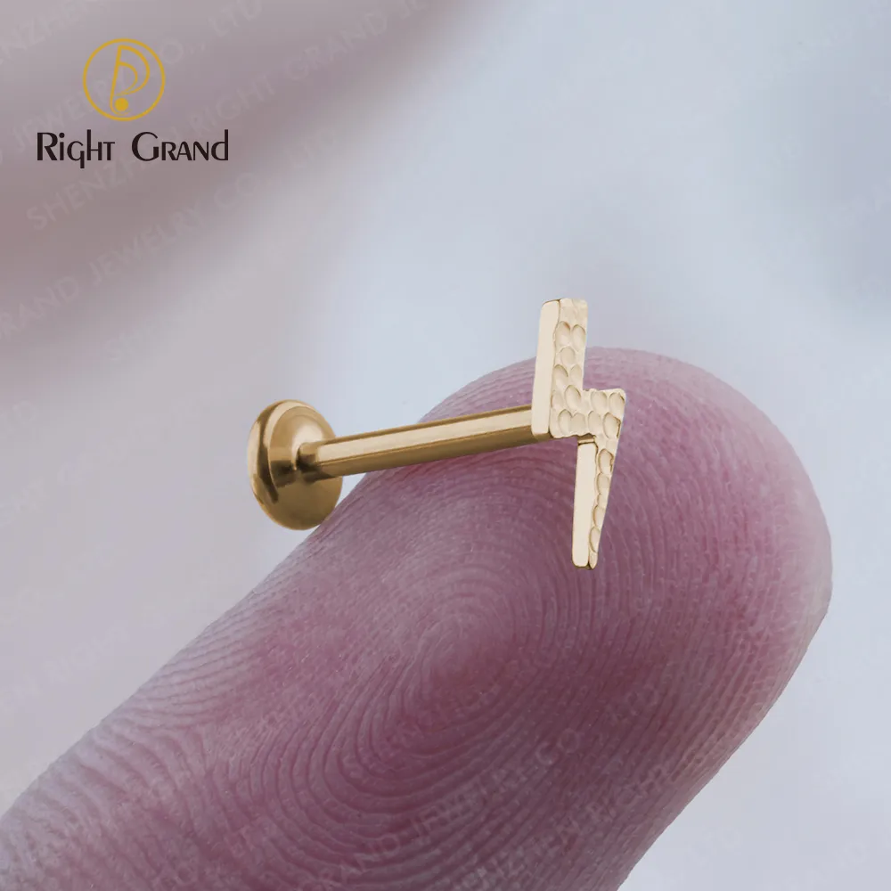 ASTM F136 Titanium Internally Threaded Hammer Lightning Labret Lip ...