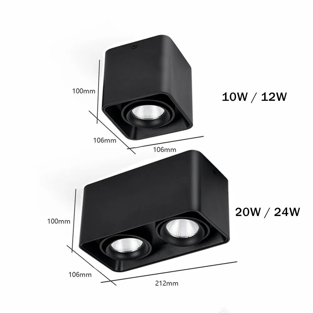 Adjustable Surface-Mounted LED Ceiling Spotlights - 10W/12W Dimmable ...