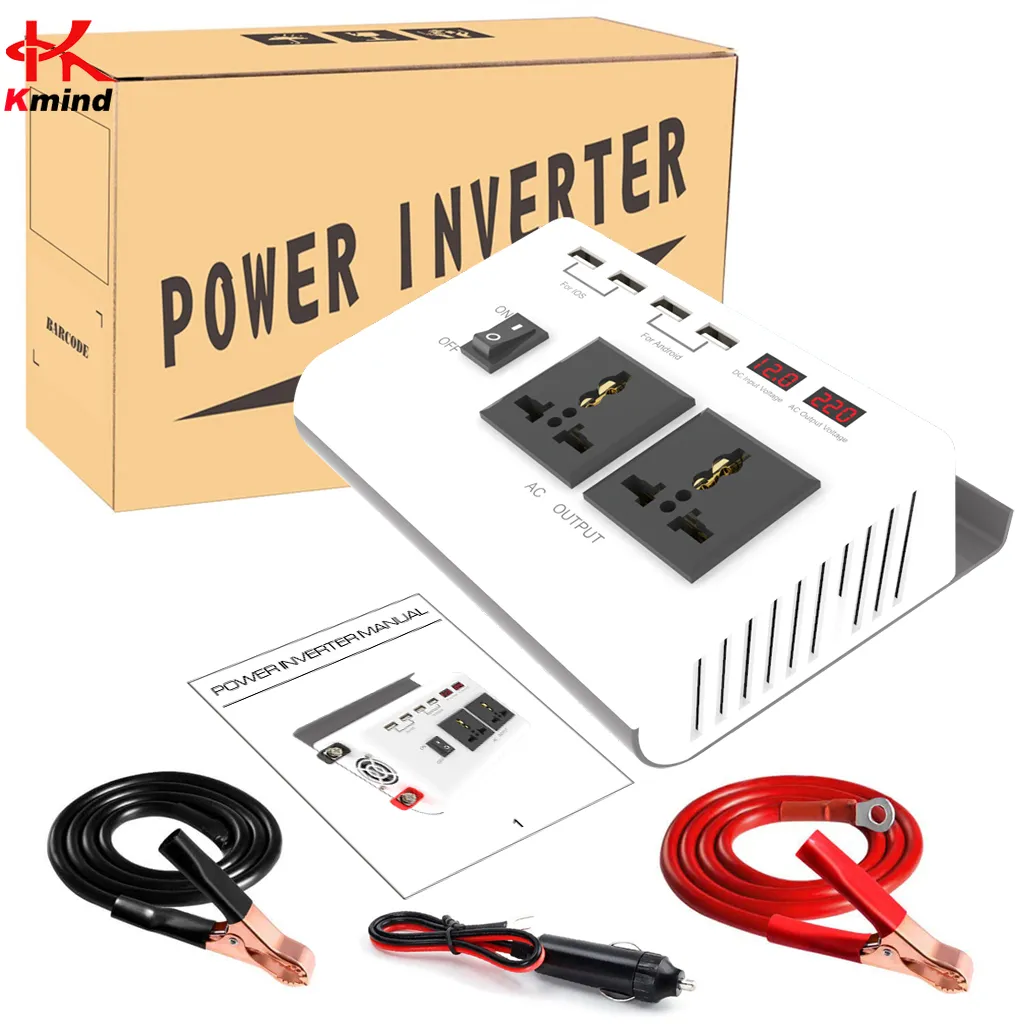 DHgate.com:2024 KMIND 300W Car Power Inverter with Smart LCD Display, 4 ...