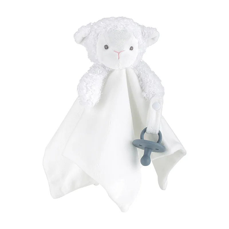 202435CM Unisex Baby Lamb Security Blanket with Pacifier Holder, Soft ...