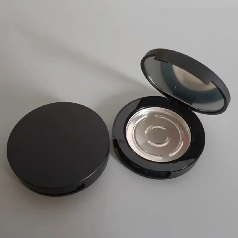 40mm Matte Black Mini Round Powder Compact Case - Empty Plastic ...