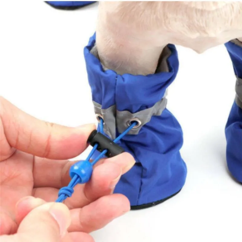 4 Pack Adjustable Anti-Slip Waterproof Pet Dog Cat Boots Shoes for ...