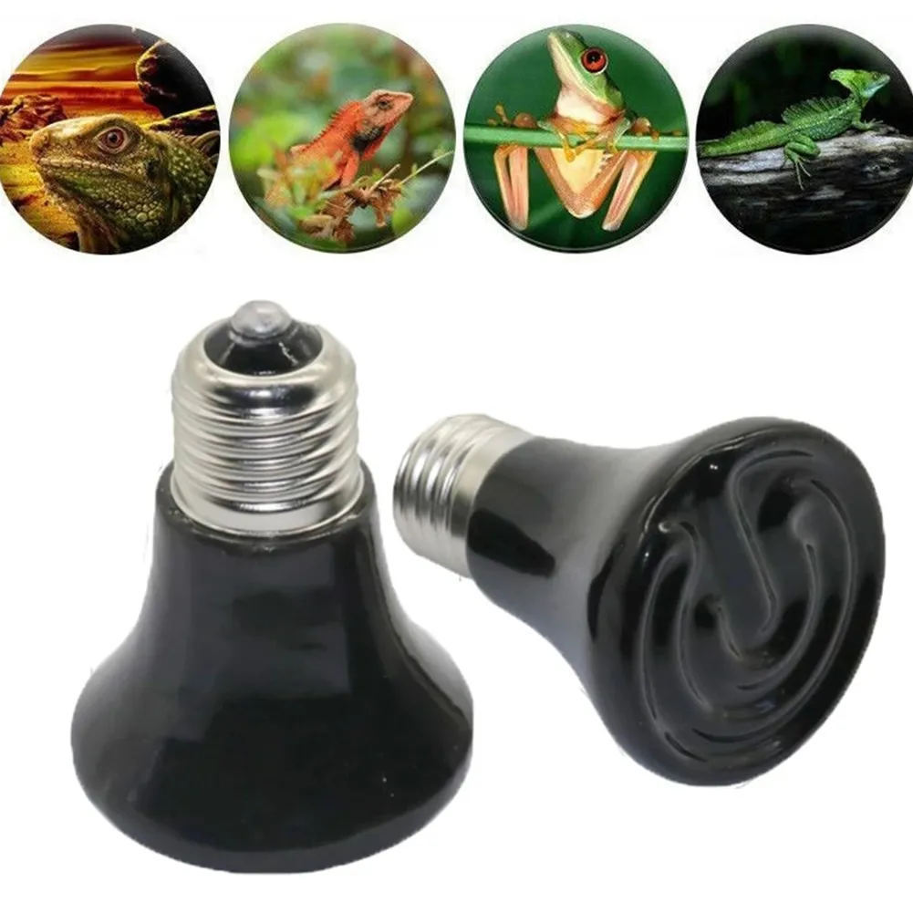 25W-75W Reptile Ceramic Heat Emitter Brooder Light Bulb 220V Black ...