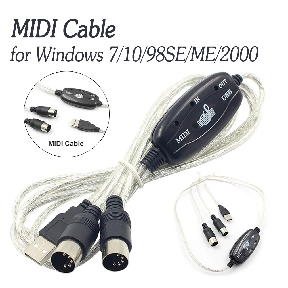 Music Editing Cord: USB In-Out MIDI Adapter Cable Set with Active ...
