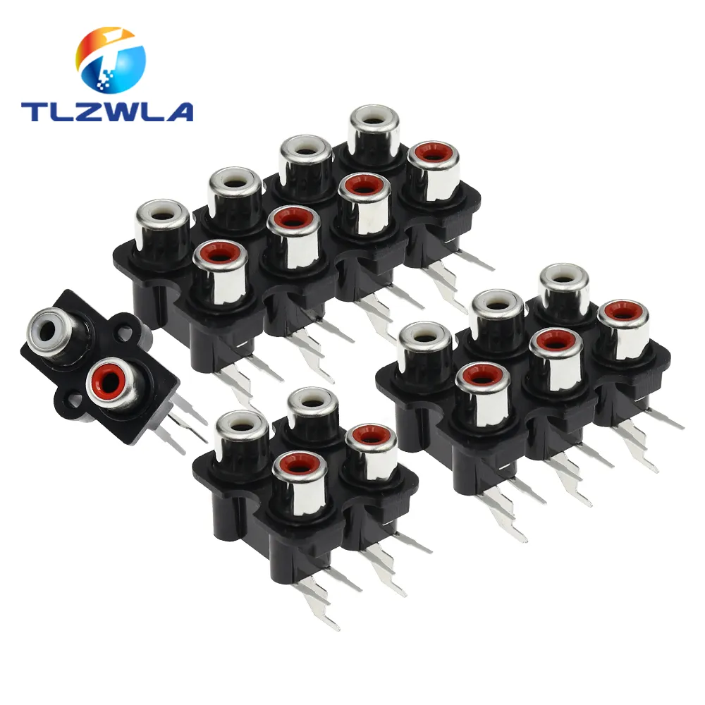 RCA Female Stereo Audio Jack AV Input Socket Connector with 2/4/6/8 ...