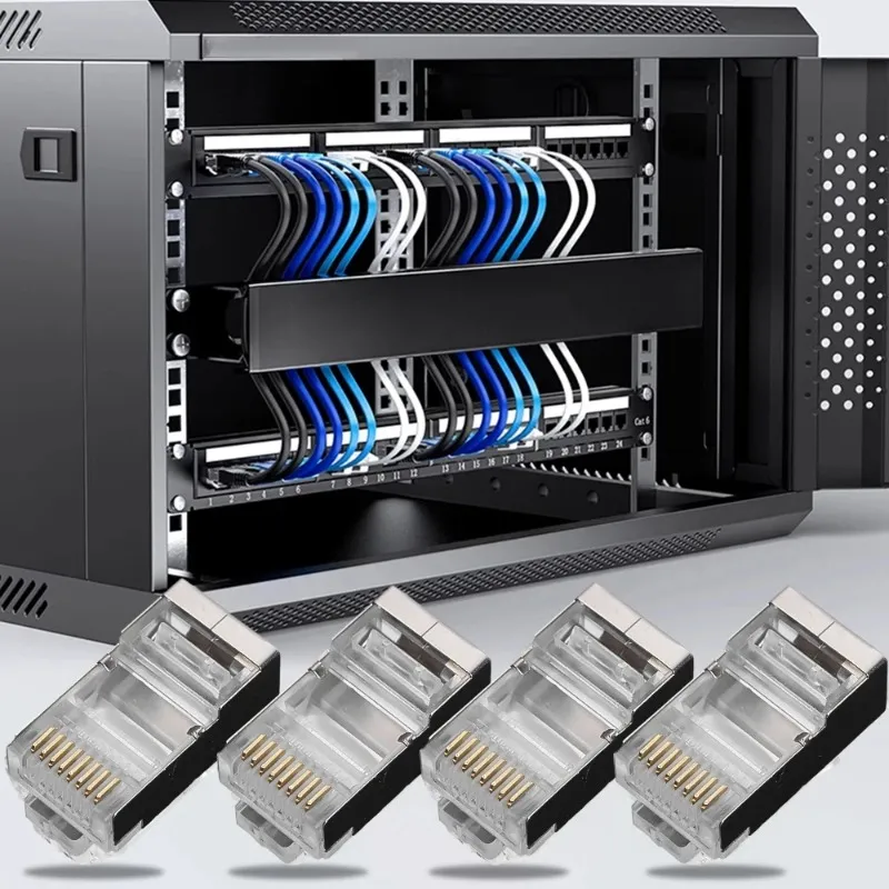 CAT6 RJ45 Connectors: Shielded Crystal Head Gold Plated 8P8C Ethernet ...