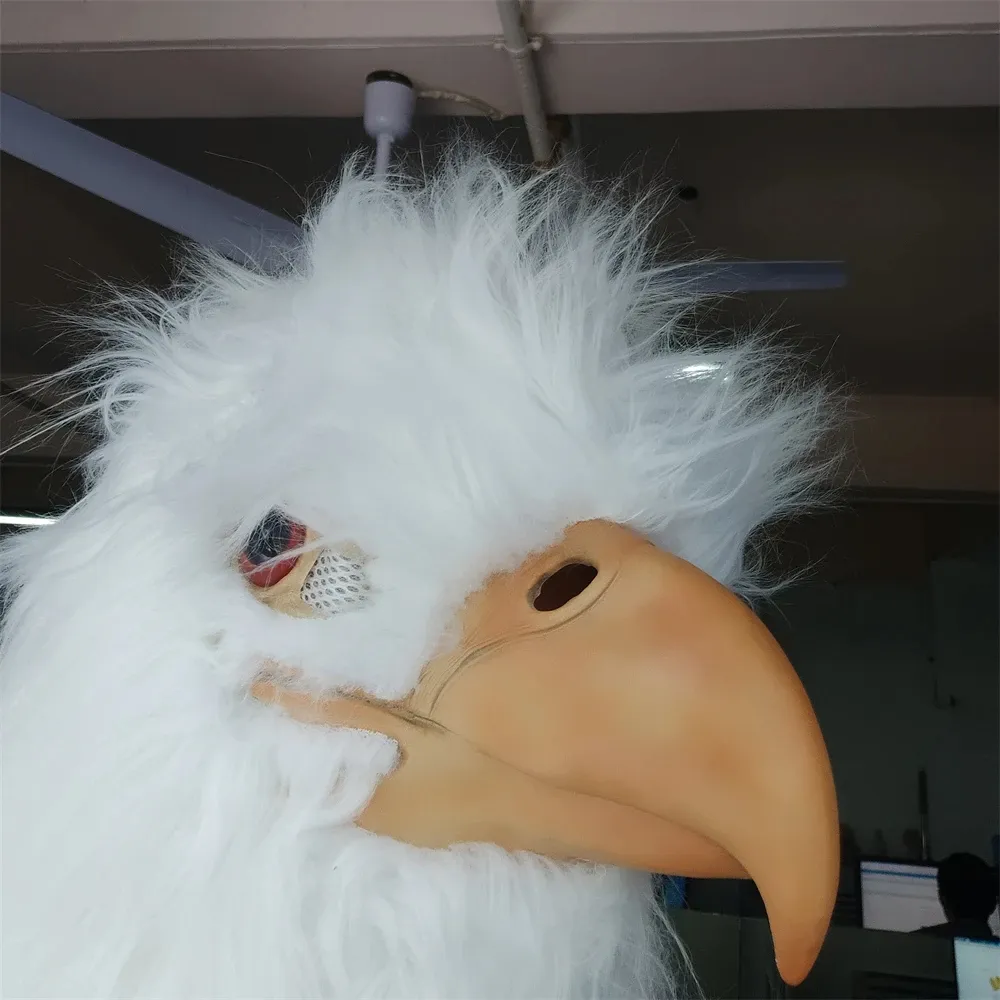 Realistic Animal Masks: White Eagle Full Head Mask, Cosplay Hawk Bird ...