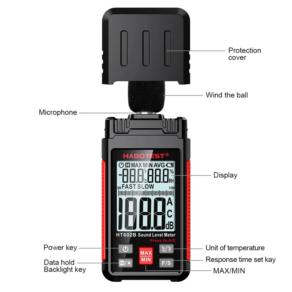 DHgate.com:HT602 Digital Sound Level Meter, 30-130dB Noise Audio Level ...