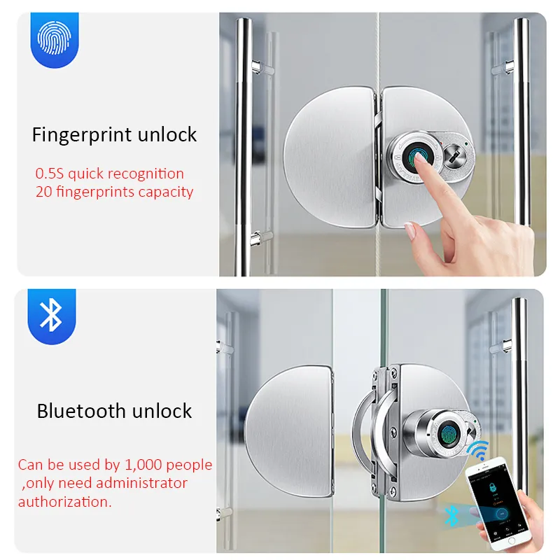 Smart Door Lock For Glass Doors With Fingerprint Access Secure Keypad ...