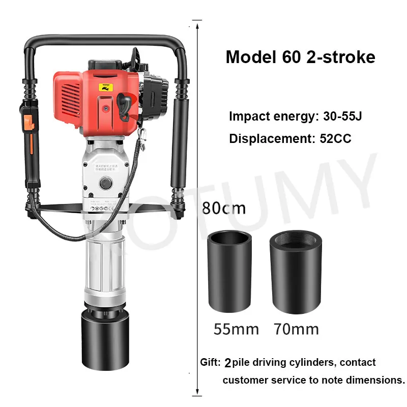 2400W 1900W Gas-Powered Post Driver 4 Stroke 68CC and 2 Stroke 52CC ...