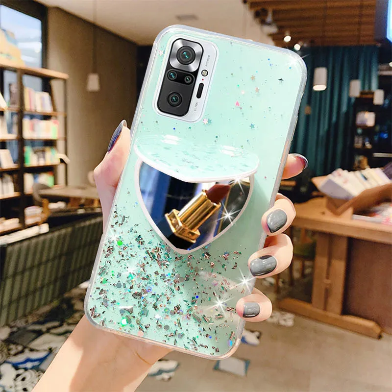 Heart Mirror Sequins Glitter Phone Case for Xiaomi Redmi Note 10 Pro ...