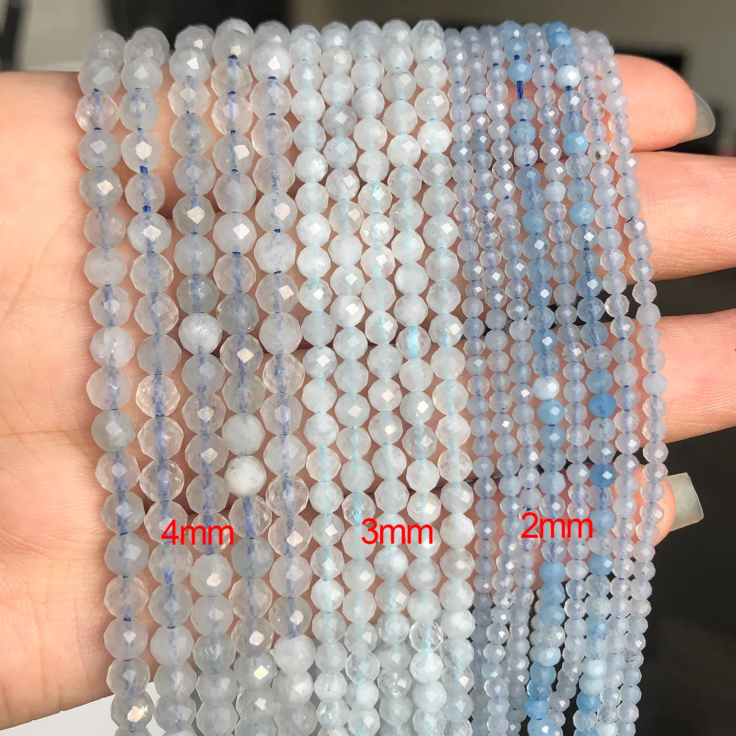 Small 2-4mm Natural Stone Faceted Beads | Rose Quartz, Pink Red ...