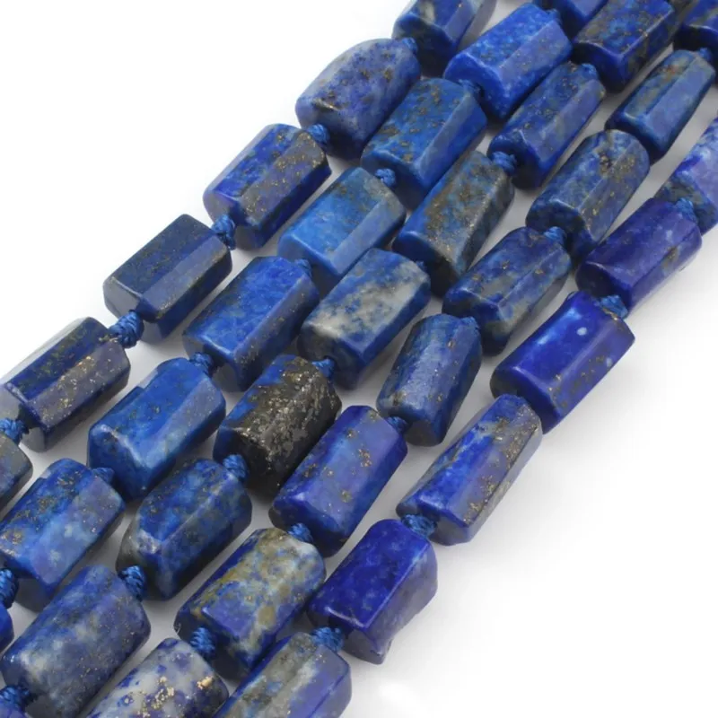 Natural Faceted Lapis Lazuli Stone Cylinder Loose Beads 7.5 Inch Strand ...
