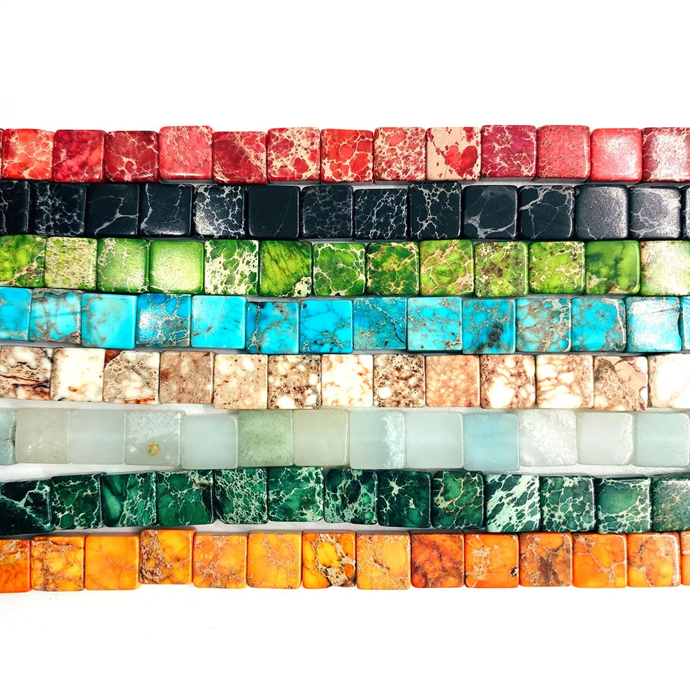 Natural Stone Beads 6x3mm Cube Square Beads for Jewelry Making DIY ...
