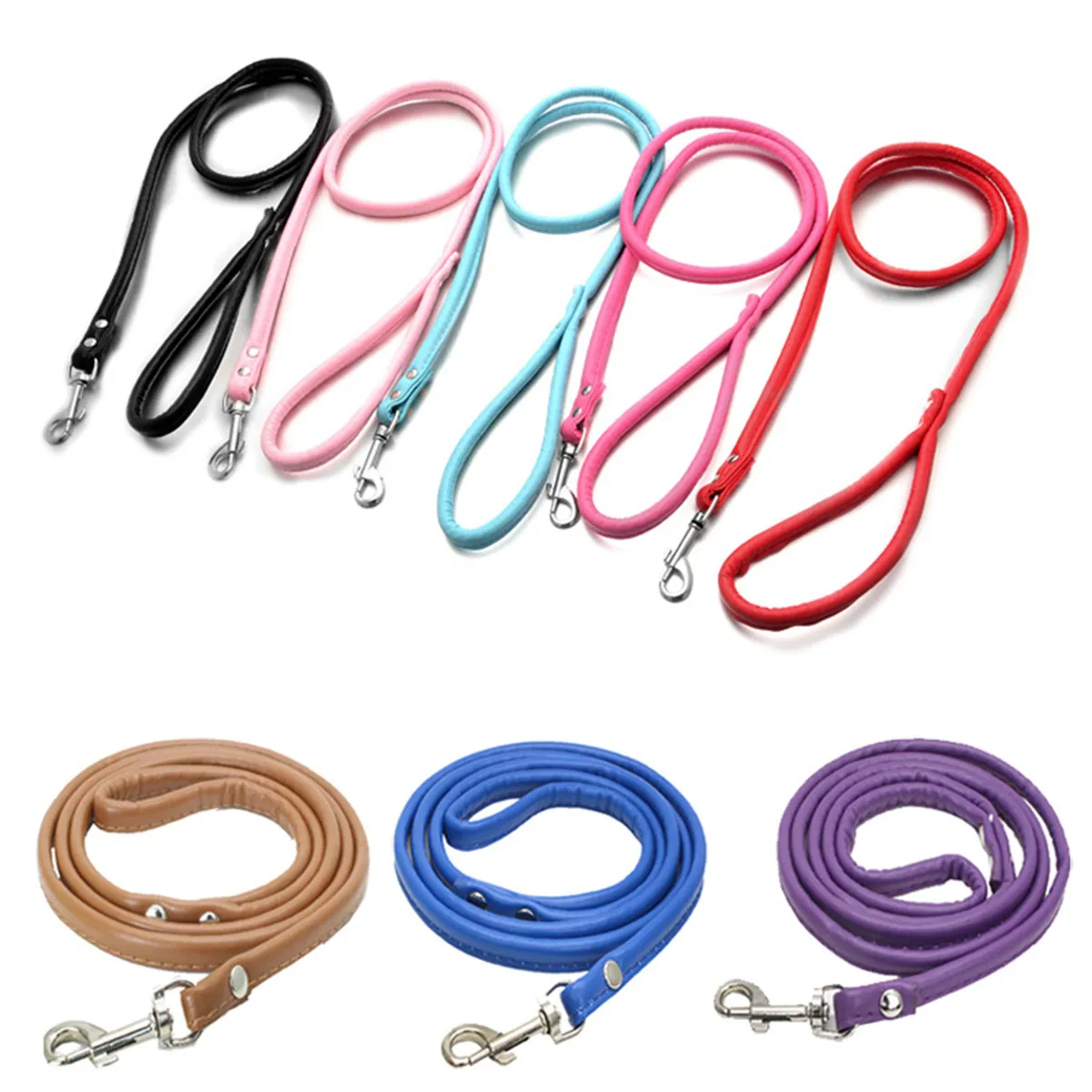 Real Leather Dog Leash for Small Pets - Lightweight, Slender, Brown ...