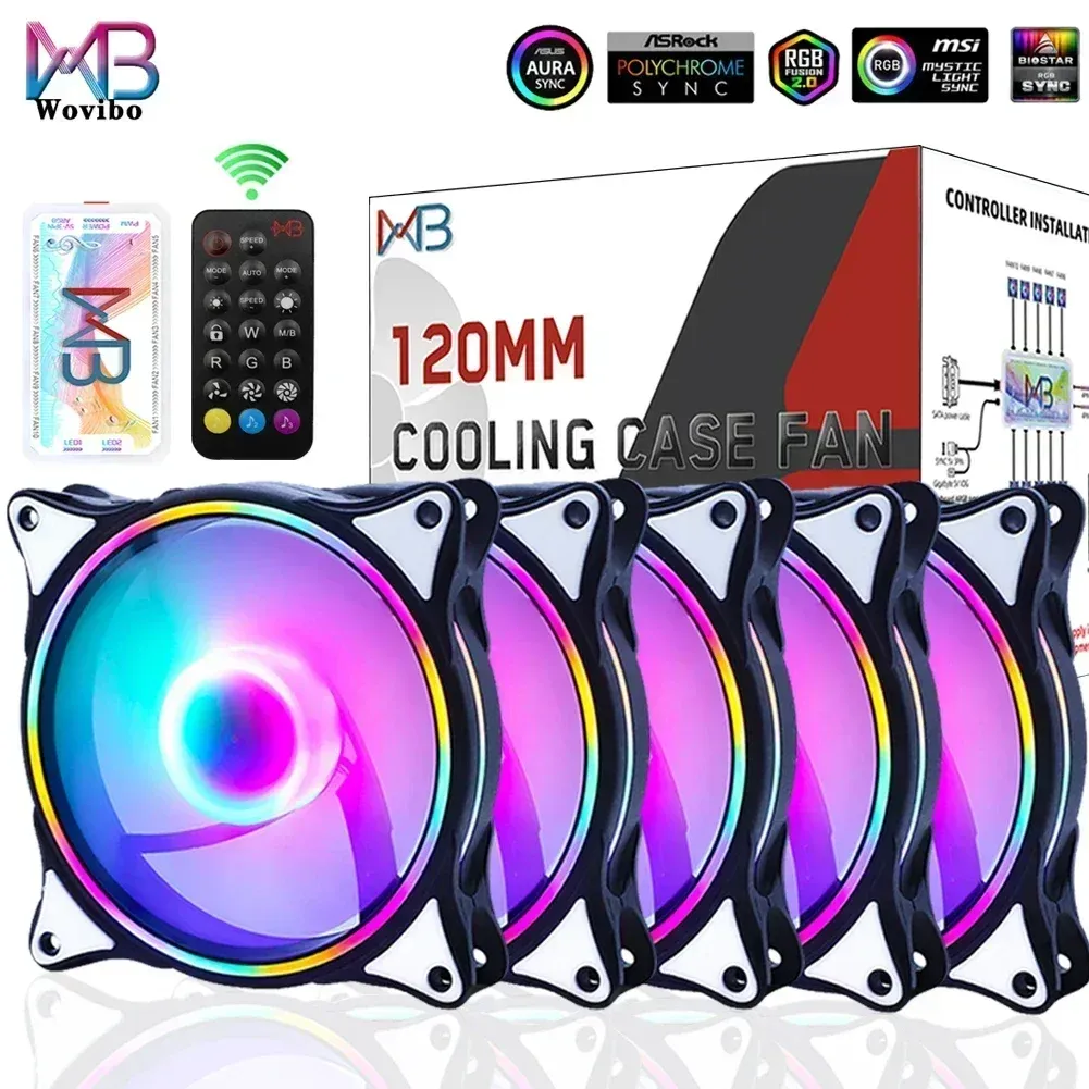 Wovibo 120mm ARGB RGB Cooling Fan For Computer Case Silent Operation ...