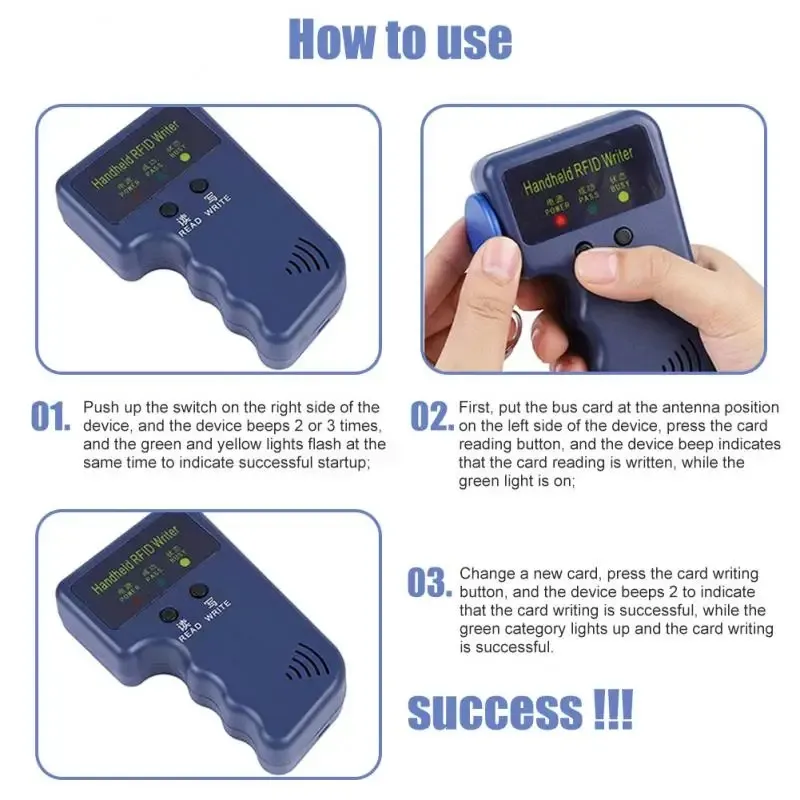 25Khz RFID Duplicator Card Reader Portable EM4100 Copier Writer Video ...