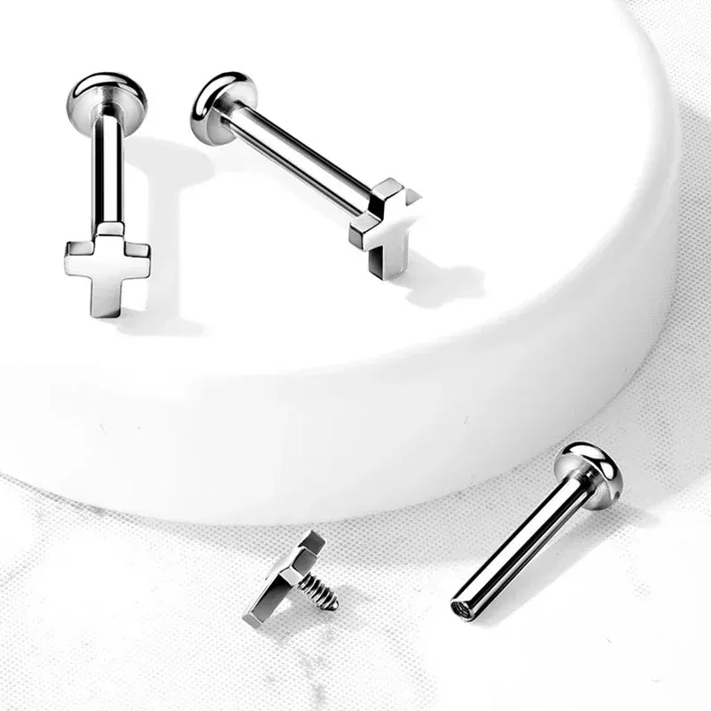 ASTM F136 Titanium Labret Piercing 16G Lip Ring Flat...