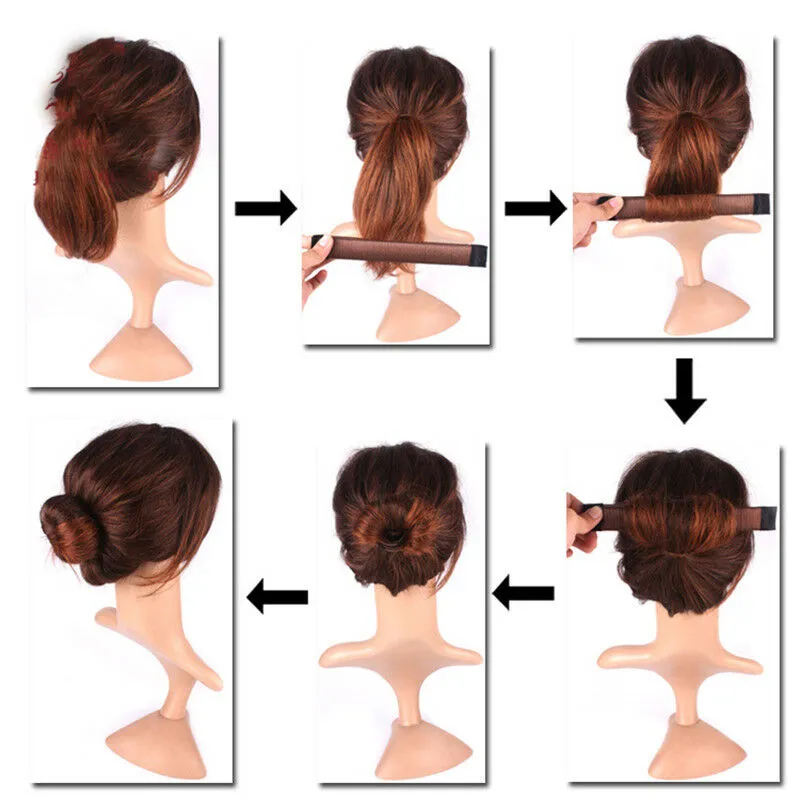 DIY Hair Styling Tool Set: Synthetic Wig Donut Bun Maker with Headband ...