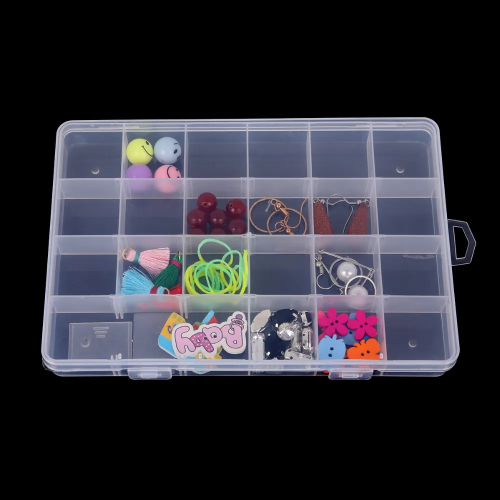 Bead Organizer, Stackable Jewelry Box: 24 Slot Adjustable Transparent ...