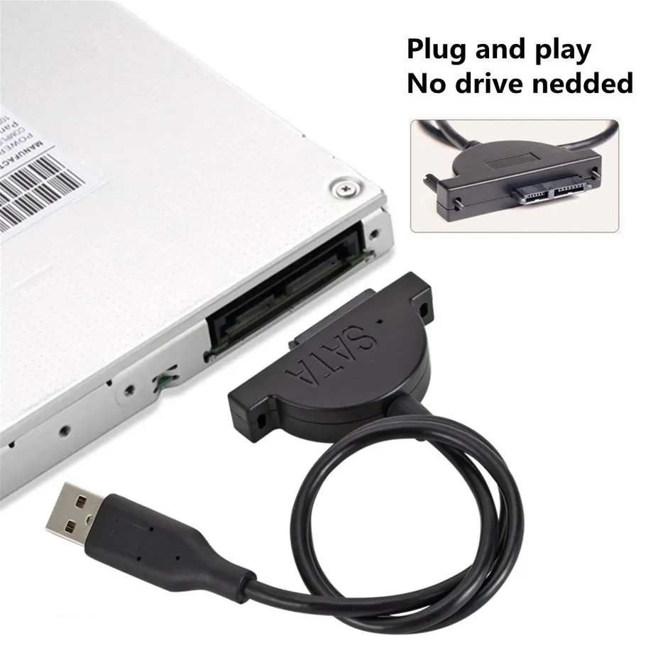 PzzPss USB 2.0 to Mini SATA II 7+6 13-Pin Adapter Cable for Laptop ...