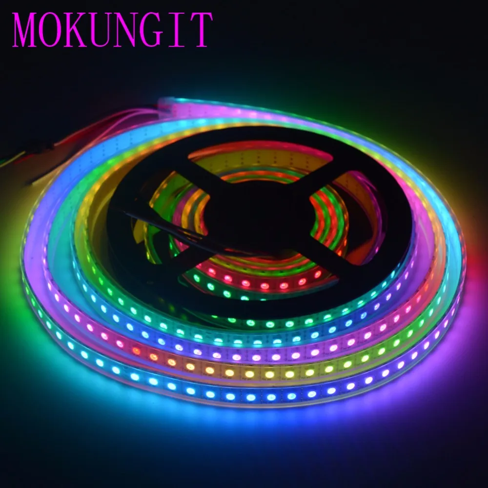 5m WS2812B RGBIC LED Strip Light 5V Addressable Pixel Strip with 30-144 ...