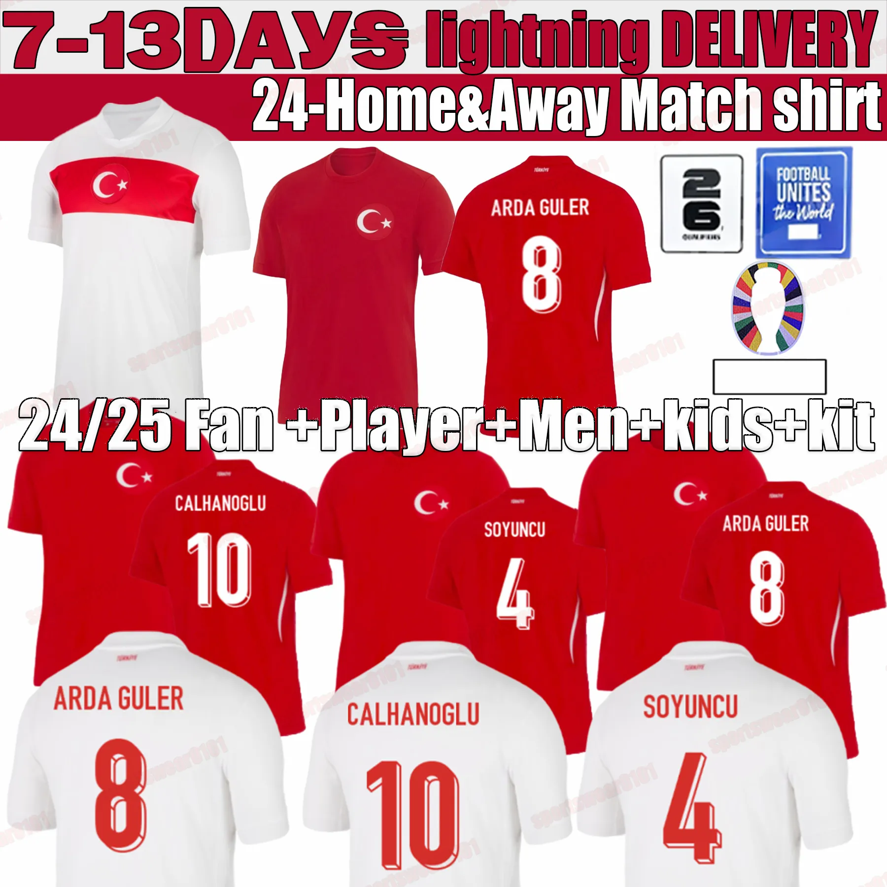 2024 Turkey Soccer Jersey Home Away, Arda Guler, Calhanoglu, Soyuncu ...