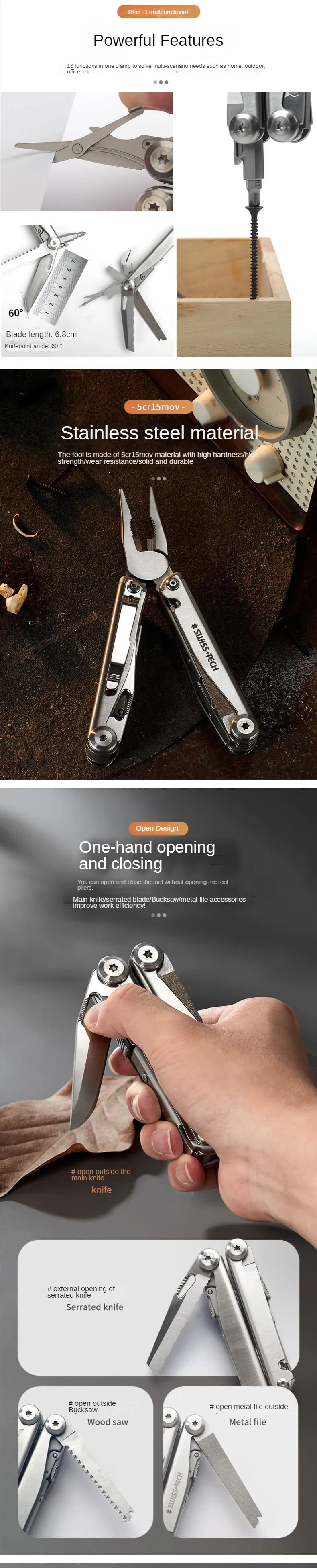 DHgate.com:SWISS TECH 18-in-1 Multitool Pliers with Scissors for ...