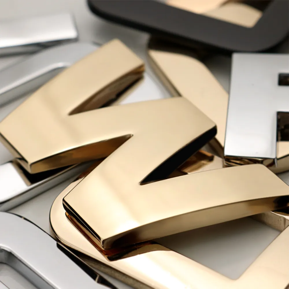 New Alphabet 3D Solid Metal Badge Car Sticker Letters Numbers Logo DIY ...