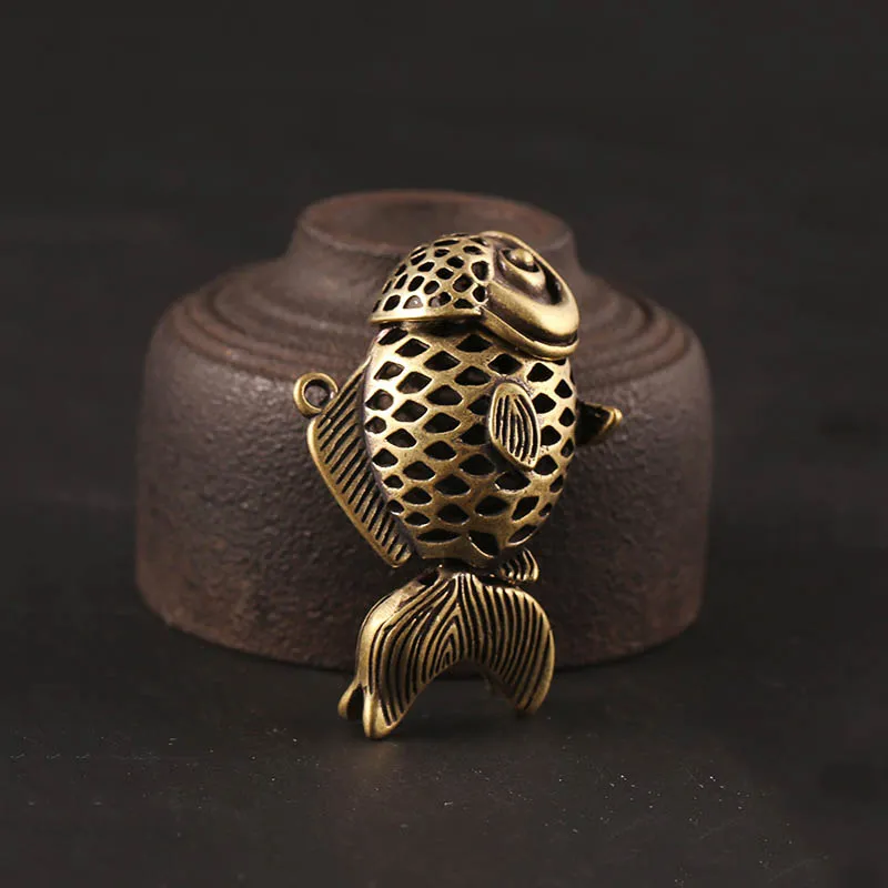 Handmade Copper Hollow Carp Pendant Keychain for Women Handbag ...