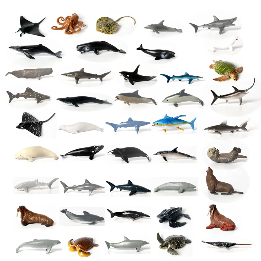 Realistic Mini Ocean Creature Toys Turtle, Shark, Octopus & Dolphin ...