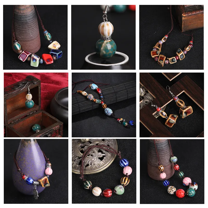 Handmade Ceramic Spacer Beads - 13x8mm Rectangle Porcelain Jewelry Bead ...