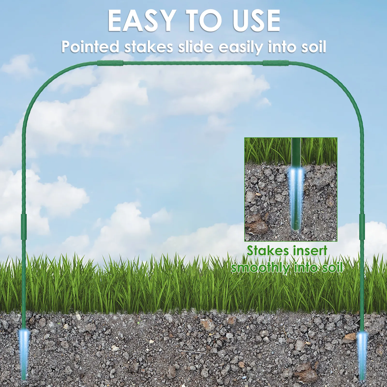 60 Pack Steel Greenhouse Hoops - Heavy-Duty Rustproof Garden Tunnel ...