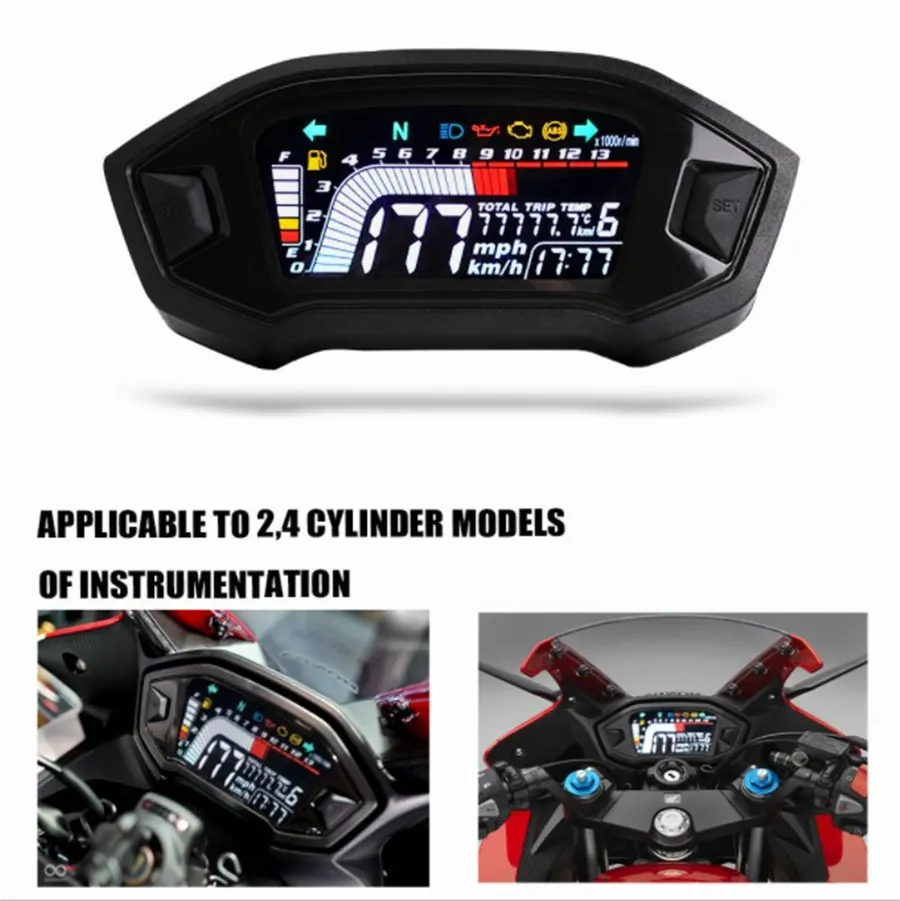 Motorcycle LED Adjustable Digital Speedometer Tachometer with Optional ...