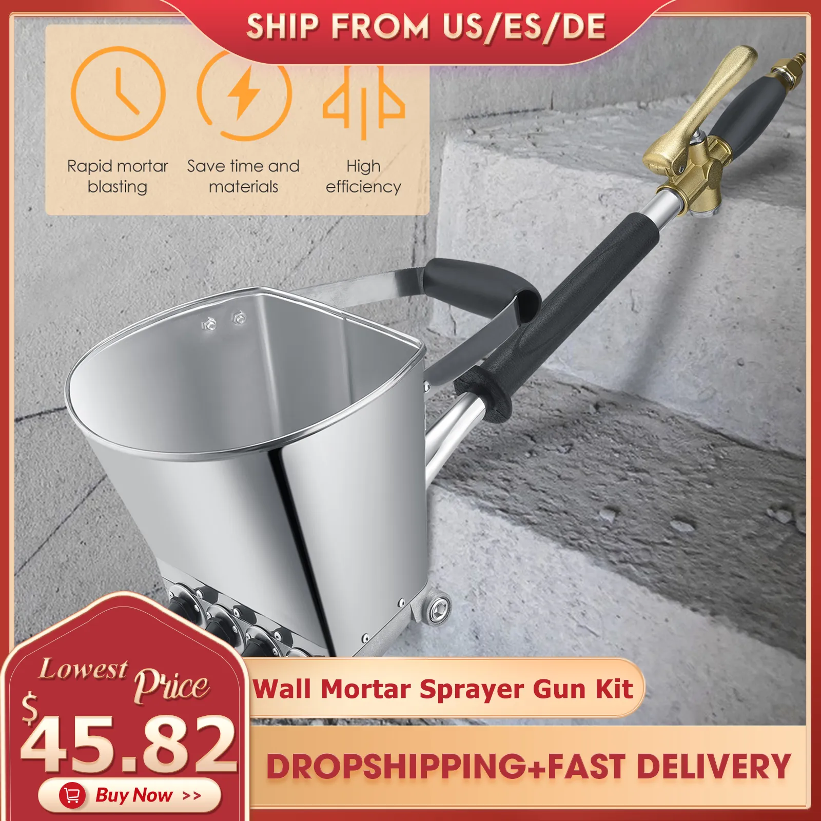 Paint Spray Kit: Professional Cement Mortar Sprayer With Hopper Bucket ...