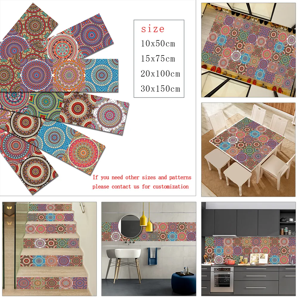 Stick Wall Tiles Colorful Mandala Art Peel And Stick Wall Decals ...