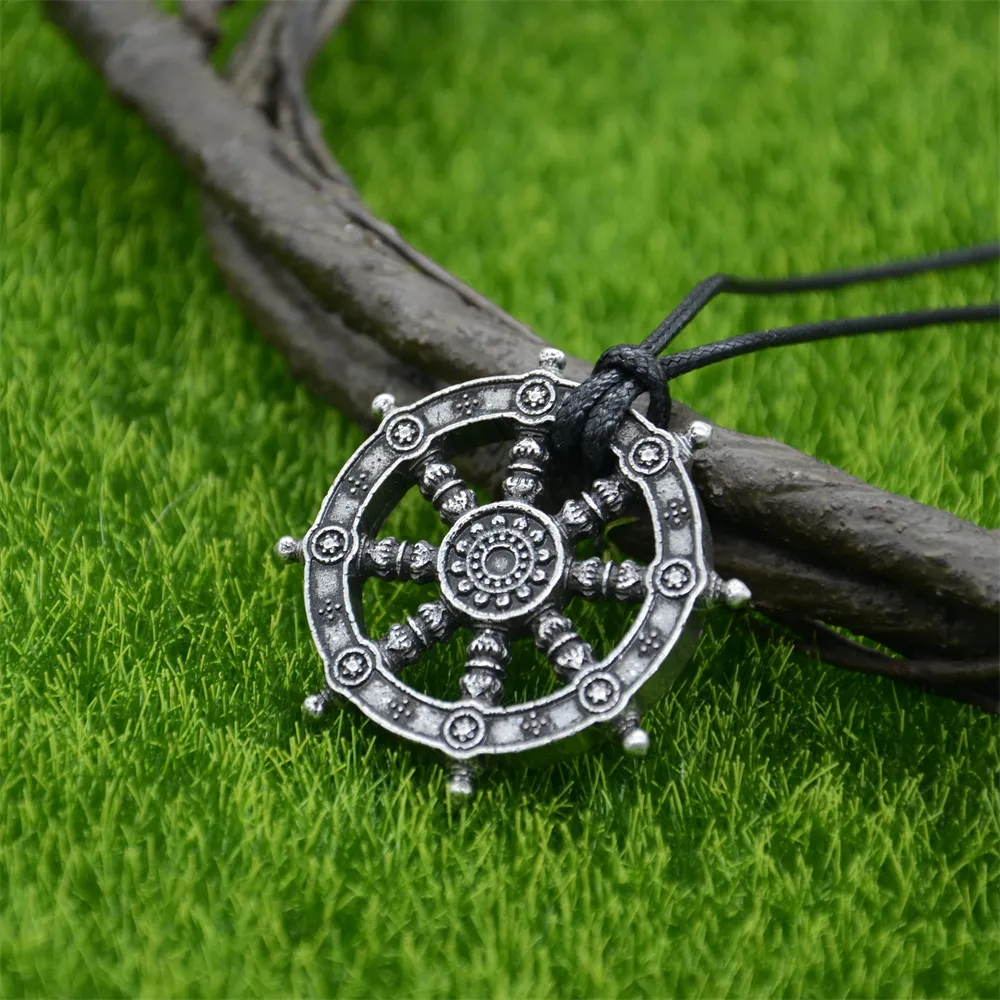 Buddhist Jewelry Wheel Of Life Pendant Necklace Vintage Style Dharma ...