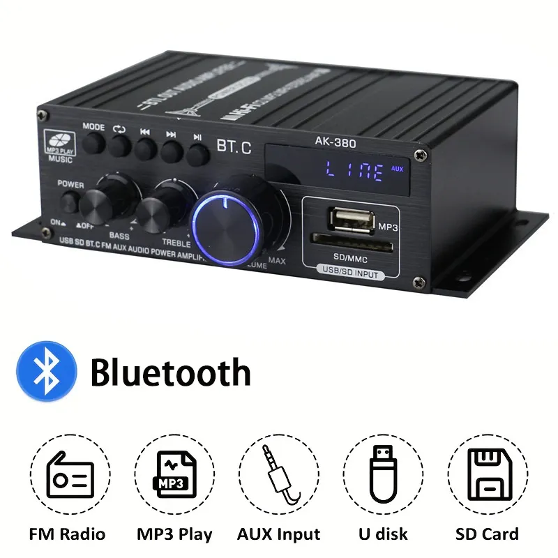 AK35 Digital Audio Amplifier 800W Bluetooth 5.0 HiFi FM Subwoofer ...