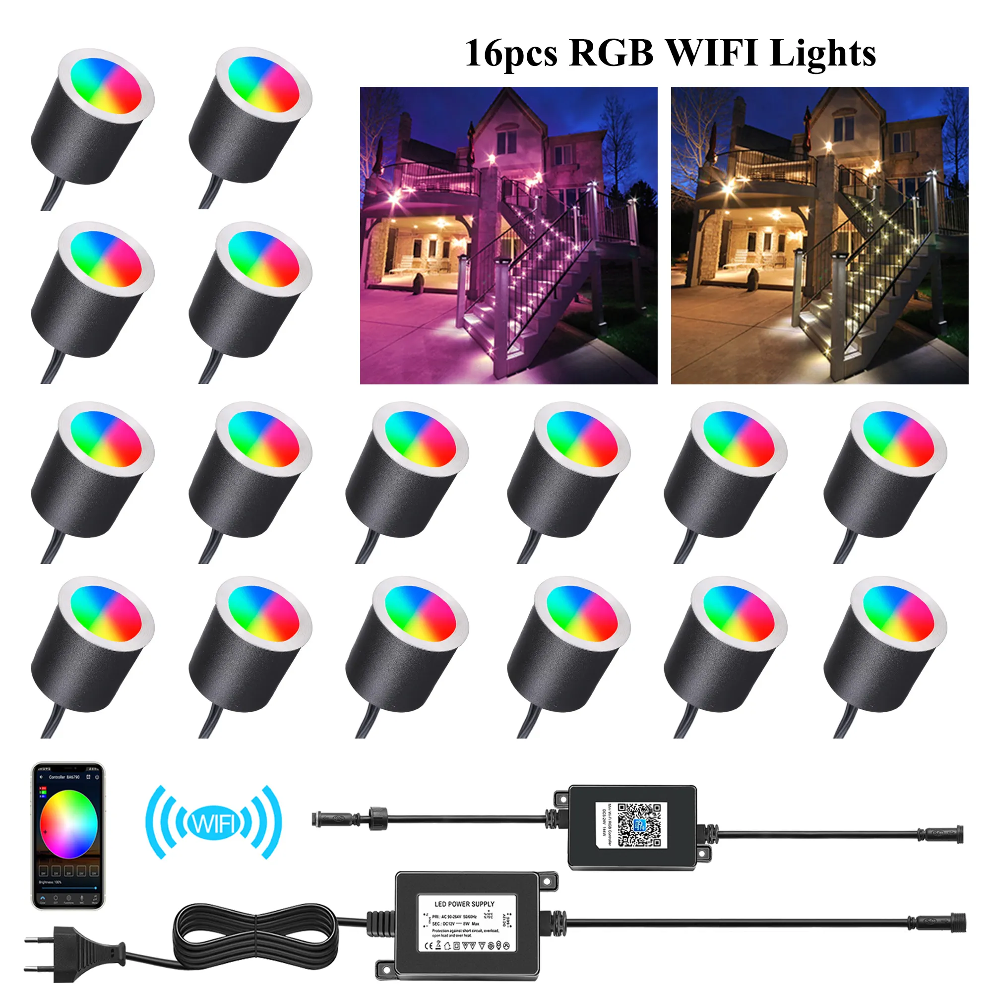 IP67 Outdoor LED Recessed Spotlights, 12V RGB Smart WiFi Lights for ...