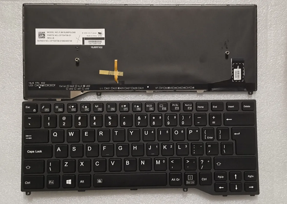 Teclado Retroiluminado US/UI/PO/AR Para Fujitsu Lifebook, U747, U748 ...