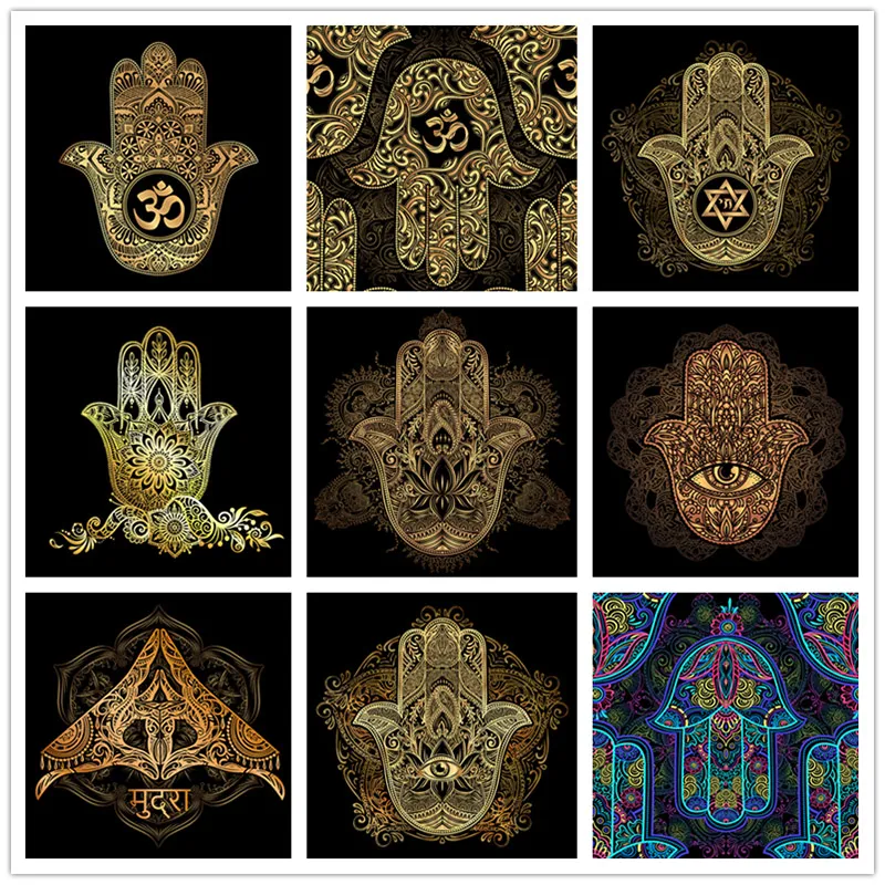 Muslim Quran Calligraphy Paintings Set Morocco Mandala, Lotus Canvas ...