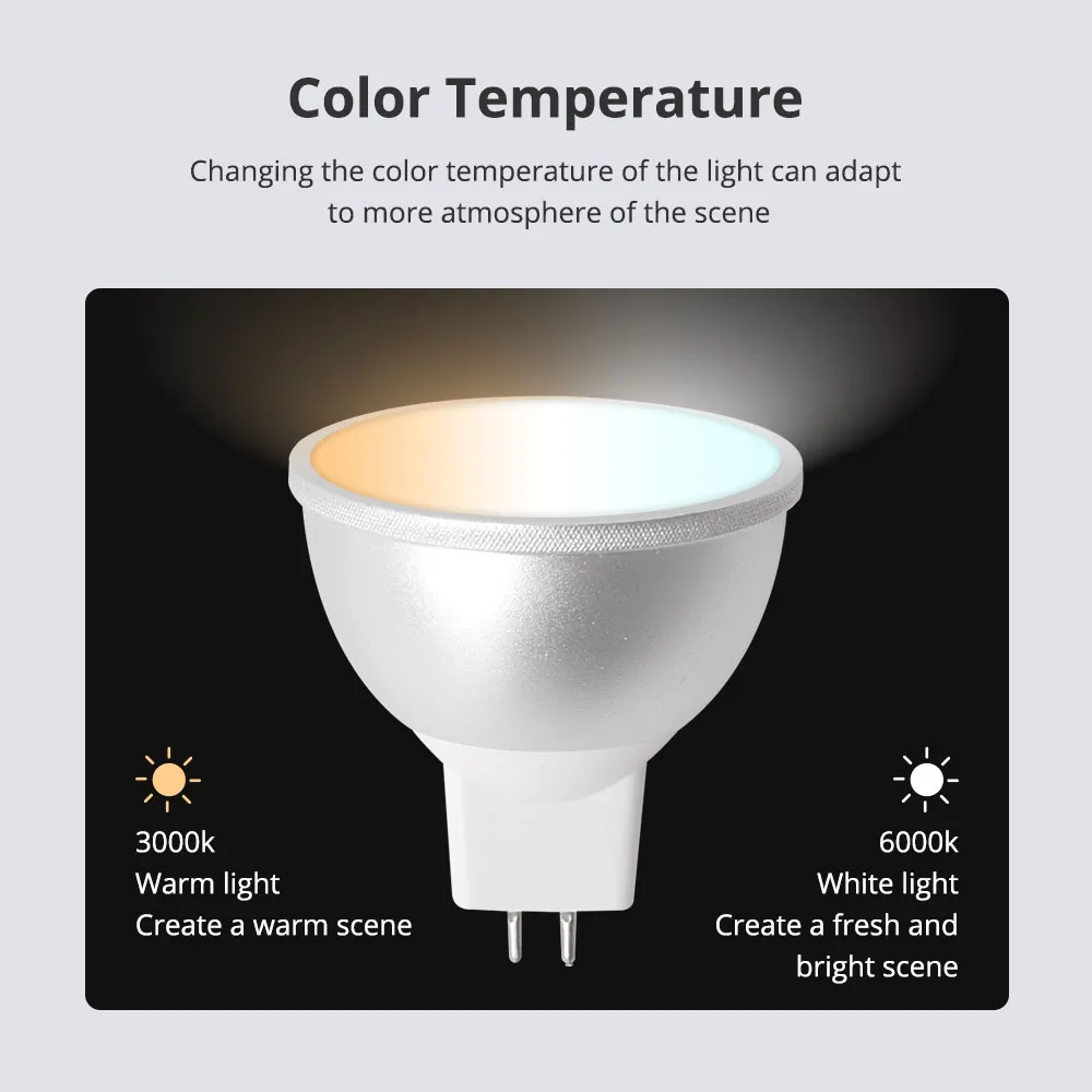 12V WiFi MR16 Smart LED Light Bulb RGB+CW Dimmable 5W Spotlight ...