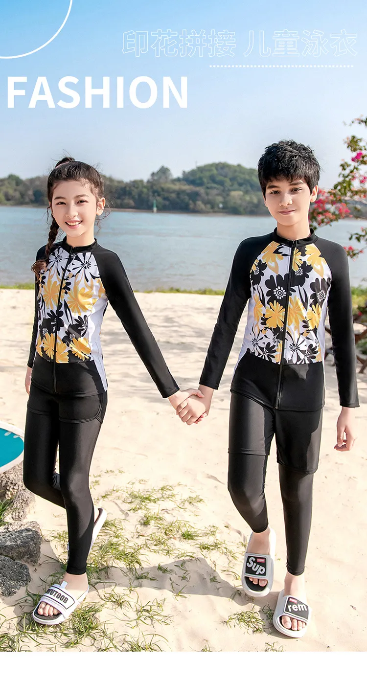 Rash Guard Swimsuit Set - Girls' Boys' UV Protective Swimwear with Long ...