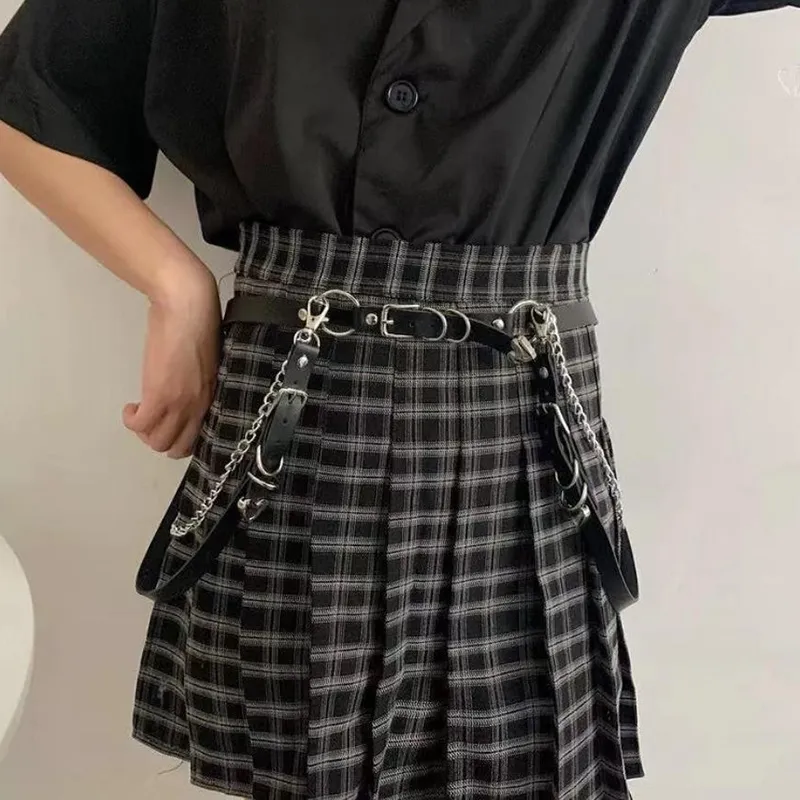 Women Gothic Waist Belt Faux Leather Straps Chain Punk Choker Leg Ring ...