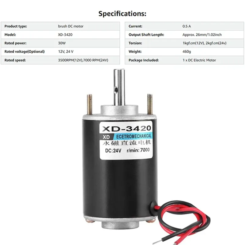 12/24V 3500/7000RPM Permanent Magnet DC Electric Motor, High Speed CW ...