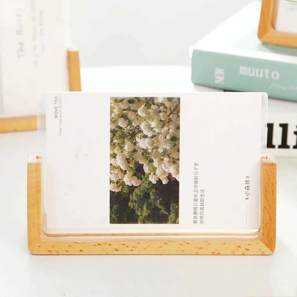 Beech and Walnut Wooden Photo Frame, U-Shaped Nordic Desk Calendar Base ...