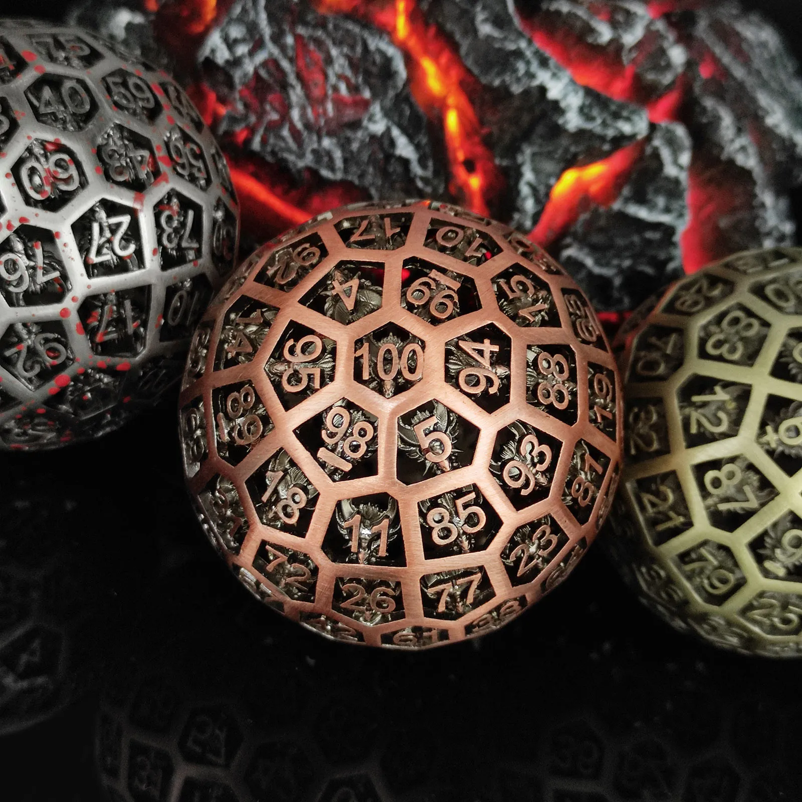 Multi Sided Dice Metal Hollow D100 Dice Set, Solid Copper Dice ...