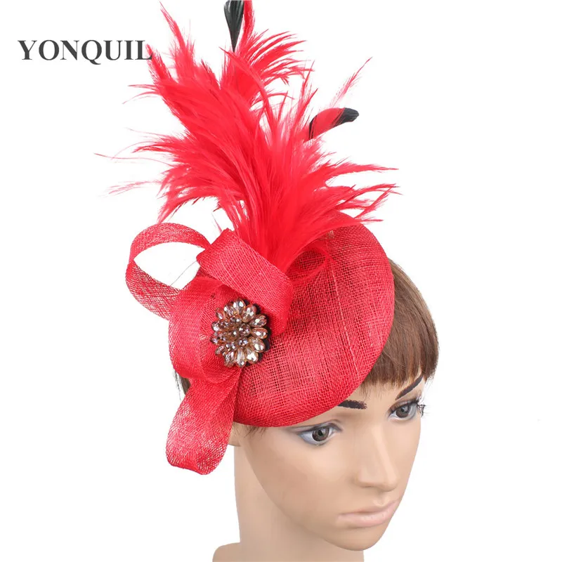 Turquoise Sinamay Women Elegant Fascinators Fancy Feathers Hat for ...