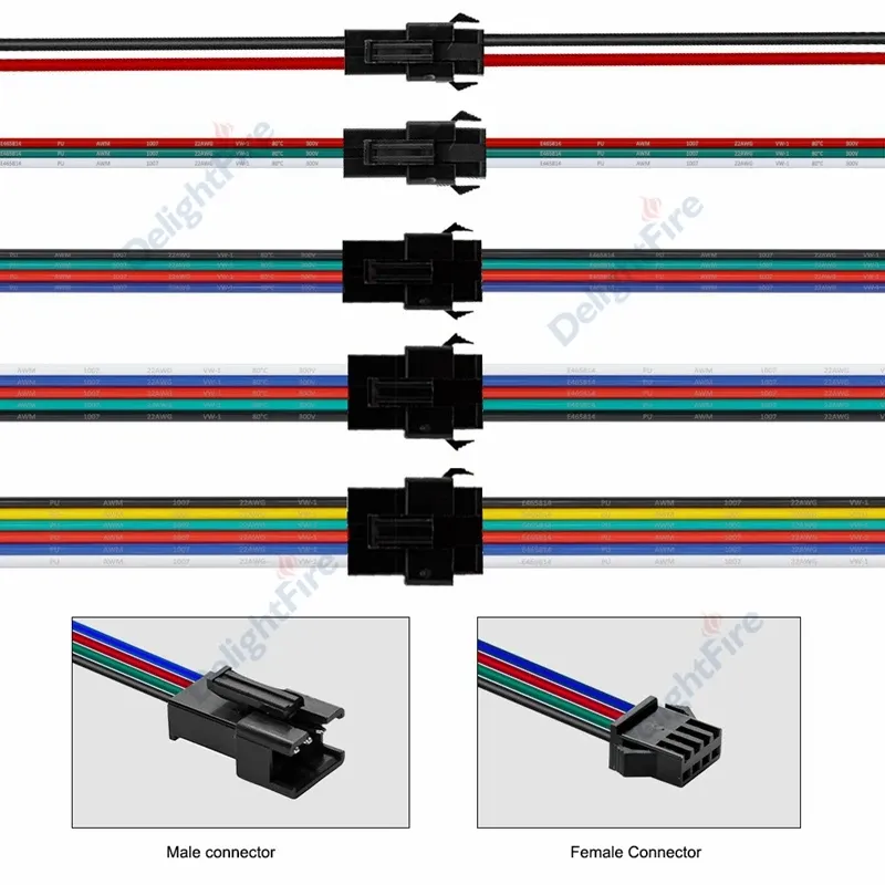 2024 AWG JST SM 2/3/4/5/6 Pin Male And Female Connector Adapter Cable ...